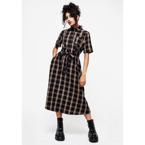 Disturbia | Dresses | Disturbia Rogue Check Cotton Midi Shirt Dress Us ...